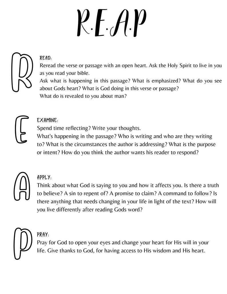 R.E.A.P & S.O.A.P Bible Study Method Print Out - Etsy