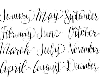 Months of the Year Digital Download BLACK Lettering - Etsy