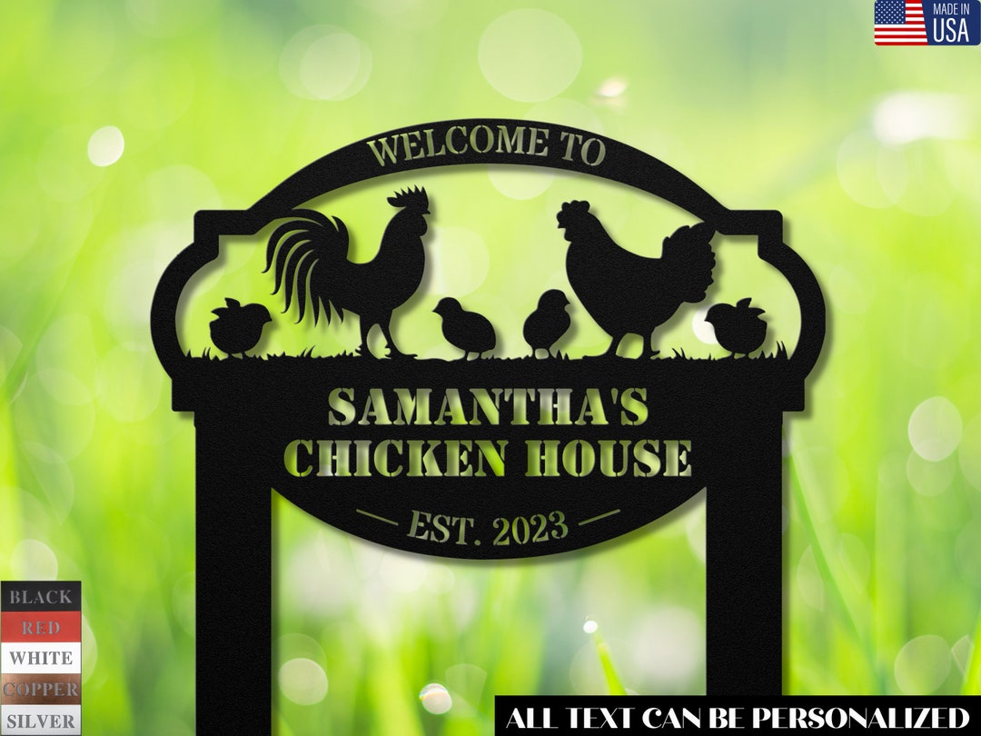 Metal Chicken Coop Sign With Stakes| Personalized Chicken Farm Sign ...