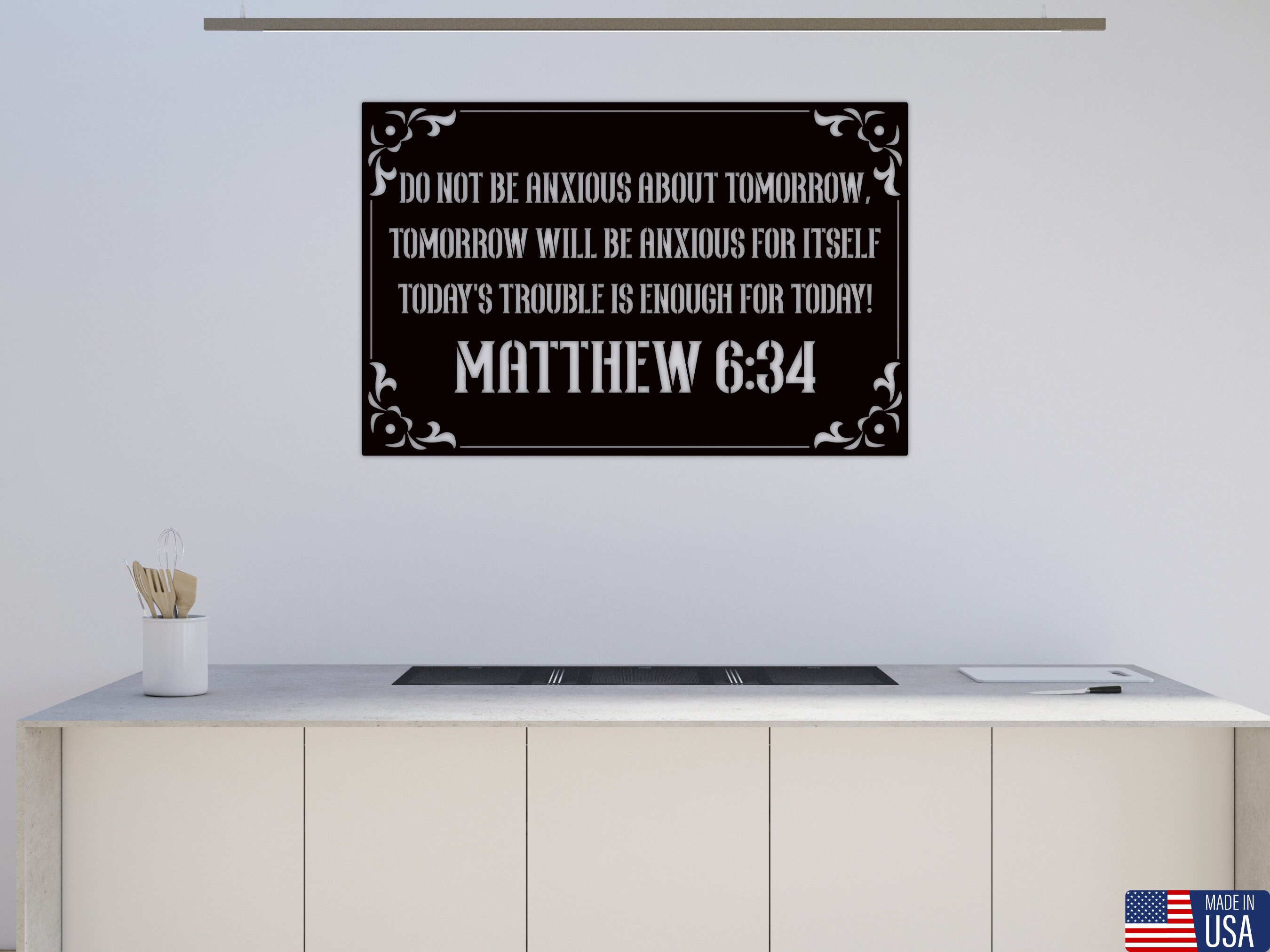 Matthew 6:34 Metal Wall Art A Bible Verse Cutout & Christian - Etsy