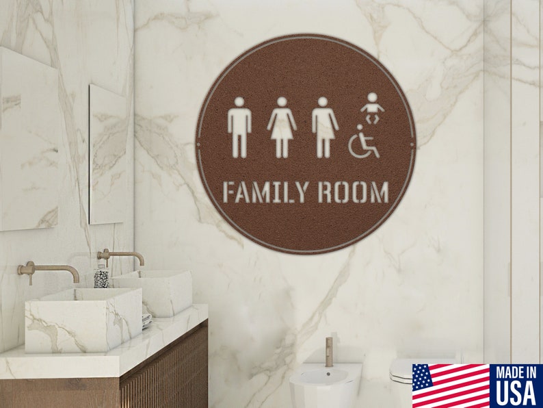 Metal Family Bathroom Sign Inclusive Restroom Sign Custom - Etsy