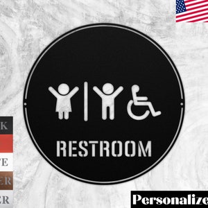 Metal Kid Bathroom Sign| Inclusive Restroom Sign for Kids| Custom ...