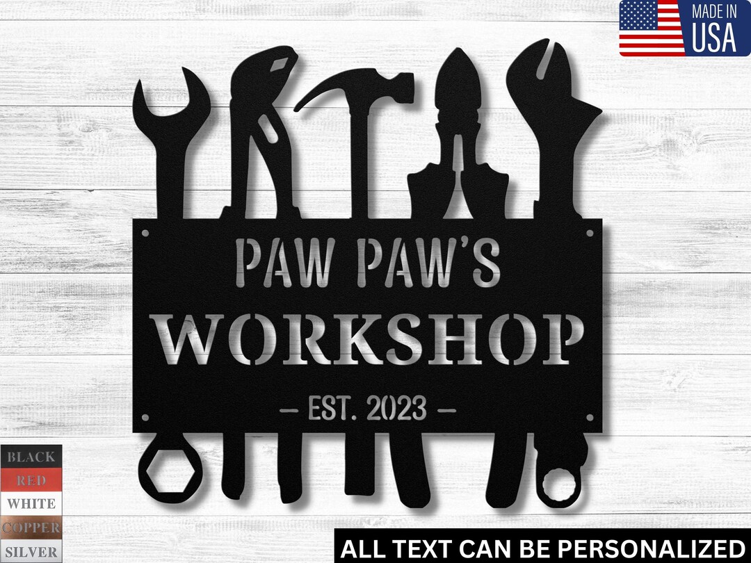 Personalized Metal Workshop Sign | Weatherproof Garage Decor - Etsy