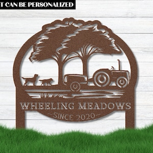 Metal Farm Sign With Stakes Personalized Weatherproof Metal Ranch Sign ...