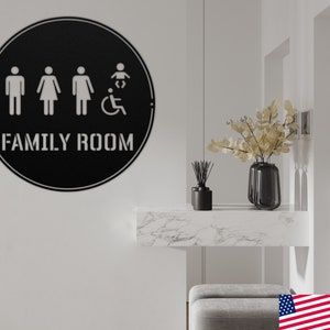 Metal Family Bathroom Sign Inclusive Restroom Sign Custom Shared ...