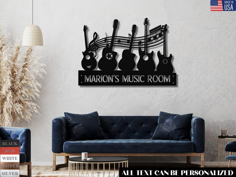 Personalized Metal Guitar Music Room Sign: Laser Cut Art - Etsy