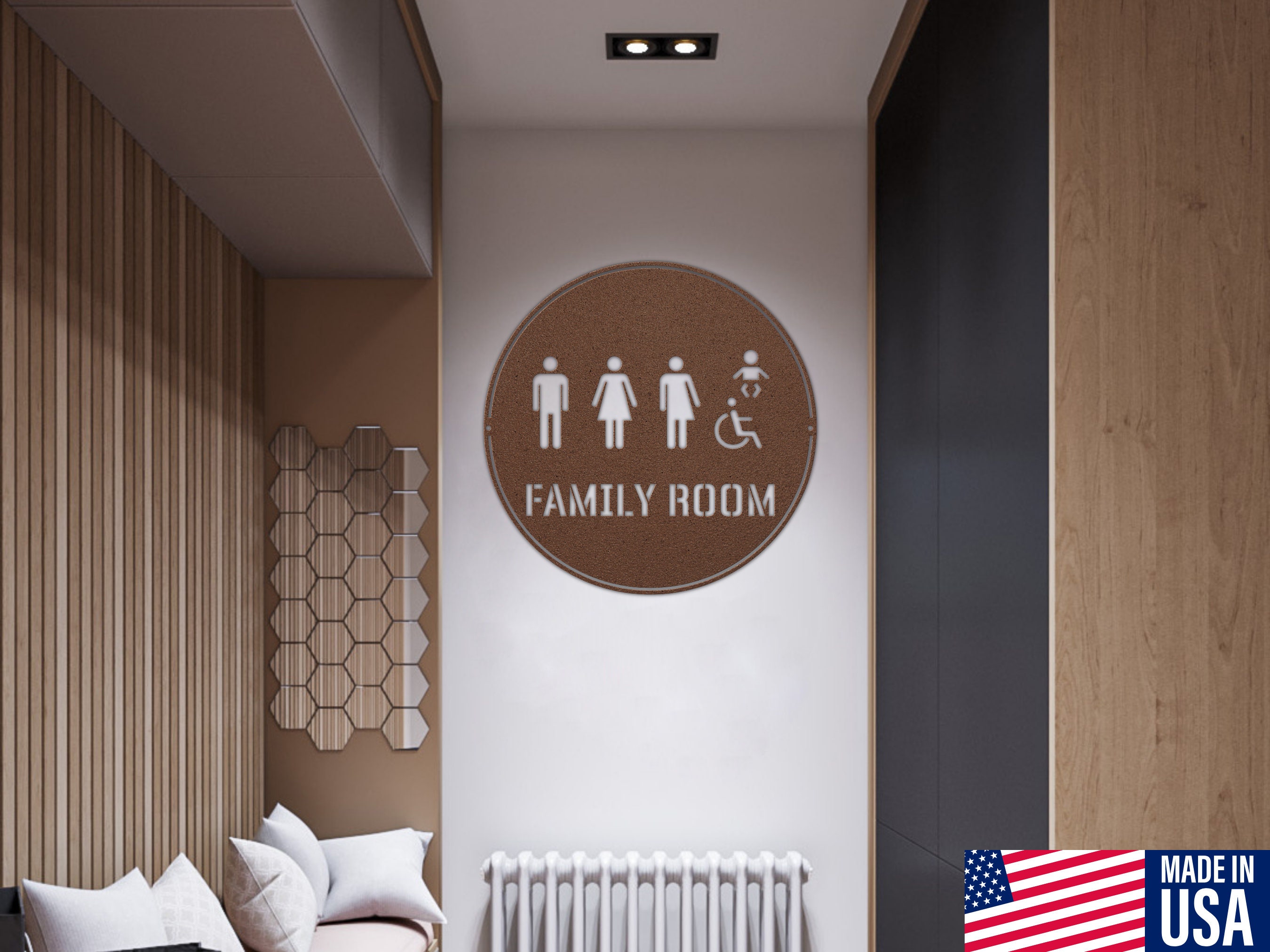 Metal Family Bathroom Sign Inclusive Restroom Sign Custom - Etsy