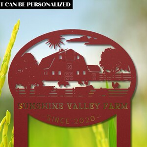 Metal Farm Sign With Stakes: Personalizable Weatherproof Ranch Sign ...
