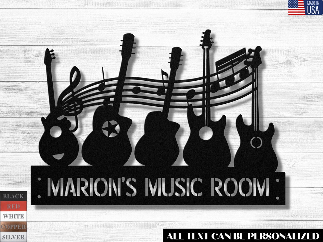 Personalized Metal Guitar Music Room Sign: Laser Cut Art - Etsy
