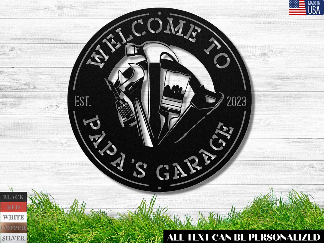 Papa's Workshop Metal Sign |personalized Papa's Garage Laser Cut Sign|custom Handyman Gift ...