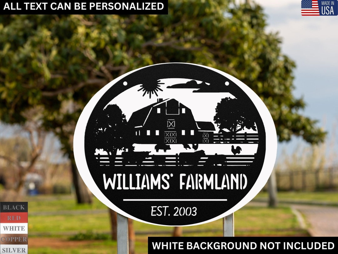 Metal Farm Sign to Personalize With Your Text Weatherproof Piece for ...
