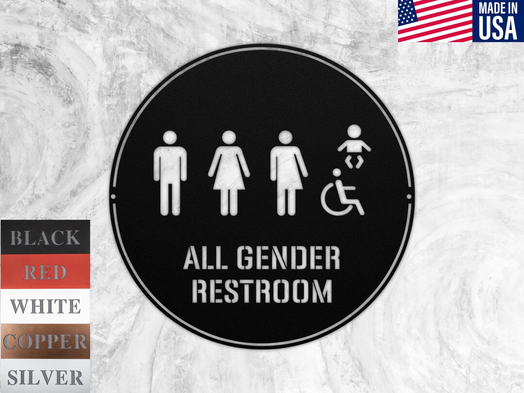 Metal All Gender Family Restroom Sign: Inclusive Business Office Decor ...