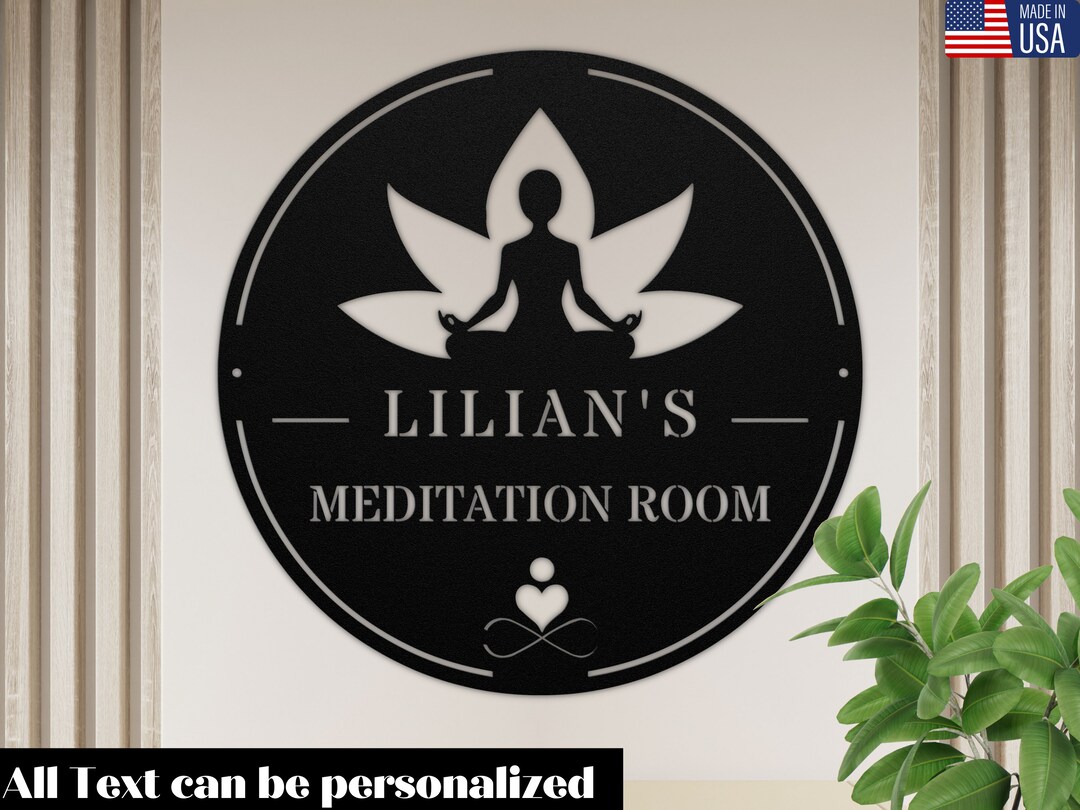 Metal Meditation Room Sign| Custom Metal Wall Sign for Yoga Studios ...