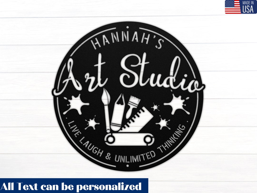 Metal Art Studio Sign| Personalized Metal Wall Decor for Art Gallery ...