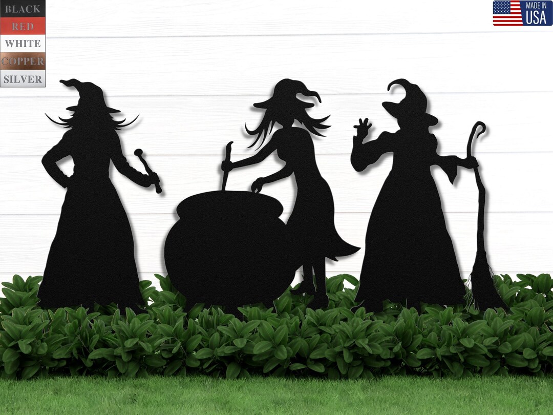 Metal Halloween Witch Yard Signs: Set of 3 Outdoor Decorations - Etsy