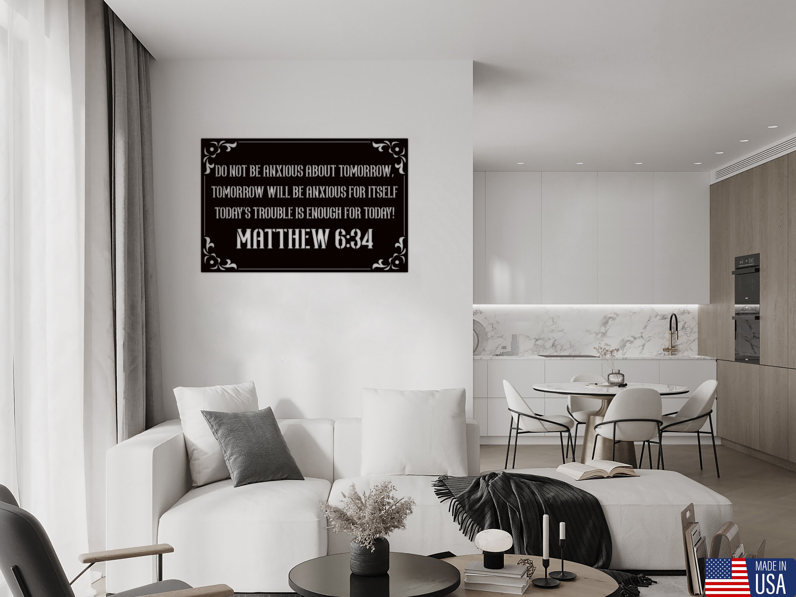 Matthew 6:34 Metal Wall Art A Bible Verse Cutout & Christian - Etsy