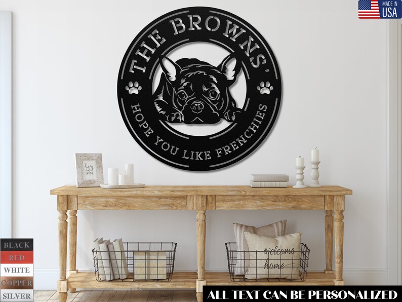 Personalized French Bulldog Metal Welcome Sign: Custom Pet Door Decor ...