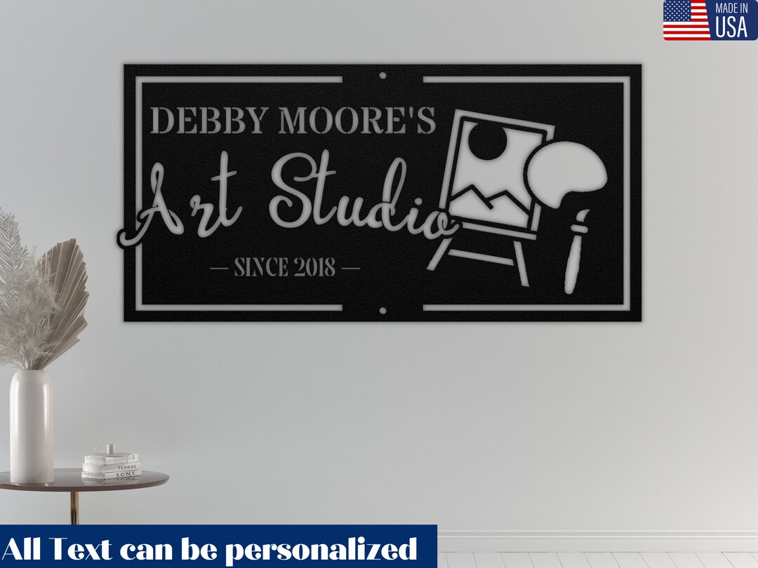 Metal Art Studio Sign| Personalized Art Gallery Wall Decor| Custom Gift ...