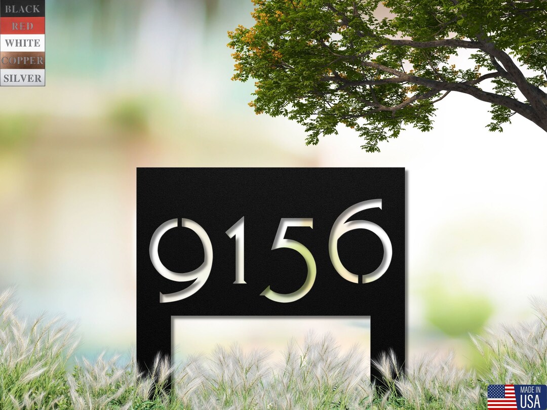 Weatherproof Metal House Number Yard Sign Simple Lawn Address Sign With ...