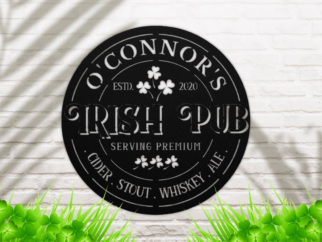 Metal Irish Pub Sign| Personalized Metal Wall Art for Irish Home Bar ...