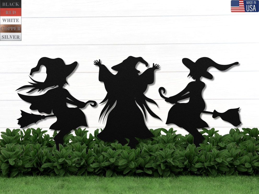 Set of 3 Metal Halloween Witches Signs With Stakes - Perfect Yard ...