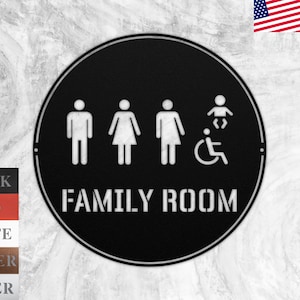 Metal Family Bathroom Sign| Inclusive Restroom Sign| Custom Shared ...
