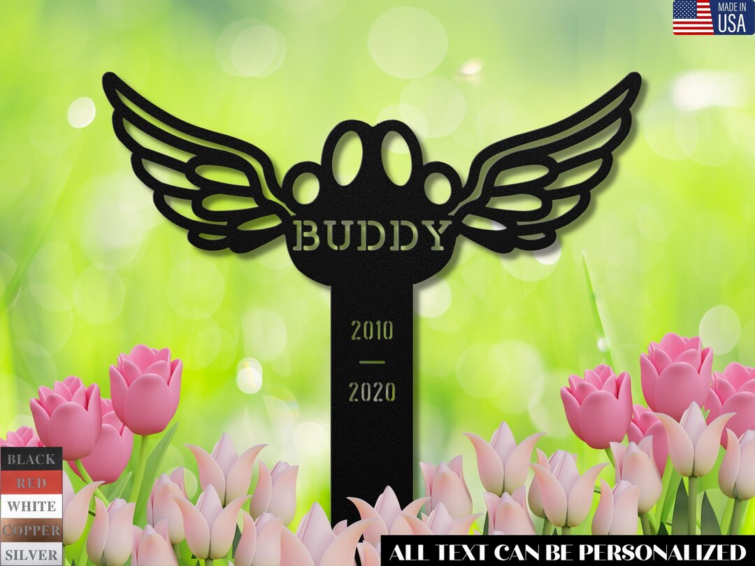 Personalized Pet Memorial Garden Marker: Metal Paw Print Sign - Etsy