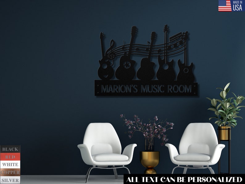 Personalized Metal Guitar Music Room Sign: Laser Cut Art - Etsy