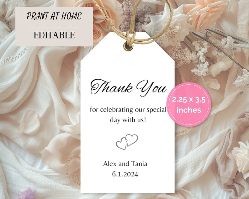 Personalized Thank You Tags, Minimalist Printable Baby Shower. Fillable ...