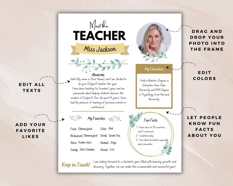 Meet the Teacher Template, Canva Template, Groovy Meet the Teacher ...
