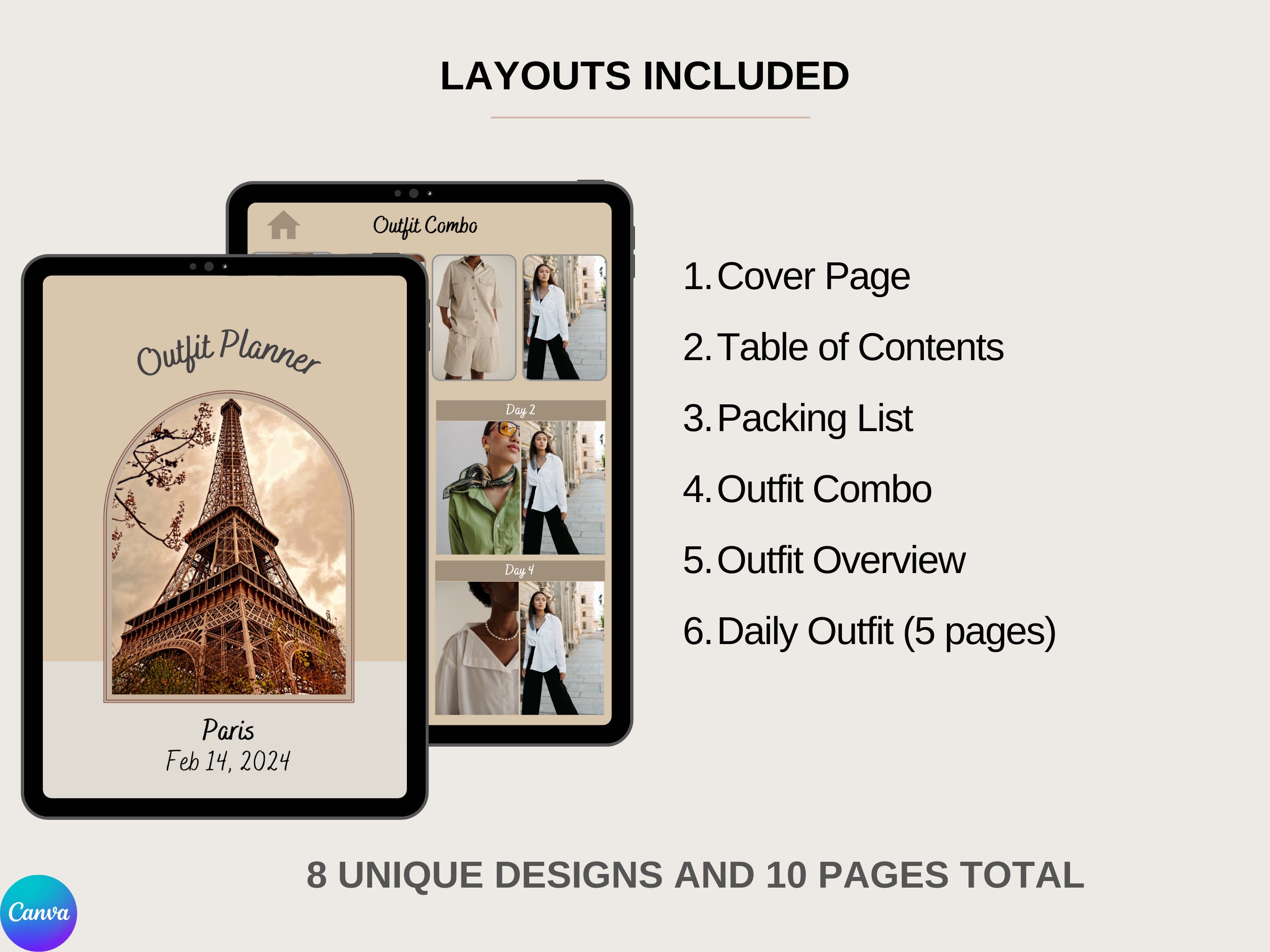 Digital Outfit Planner Wardrobe Organizer, Editable Canva Template ...