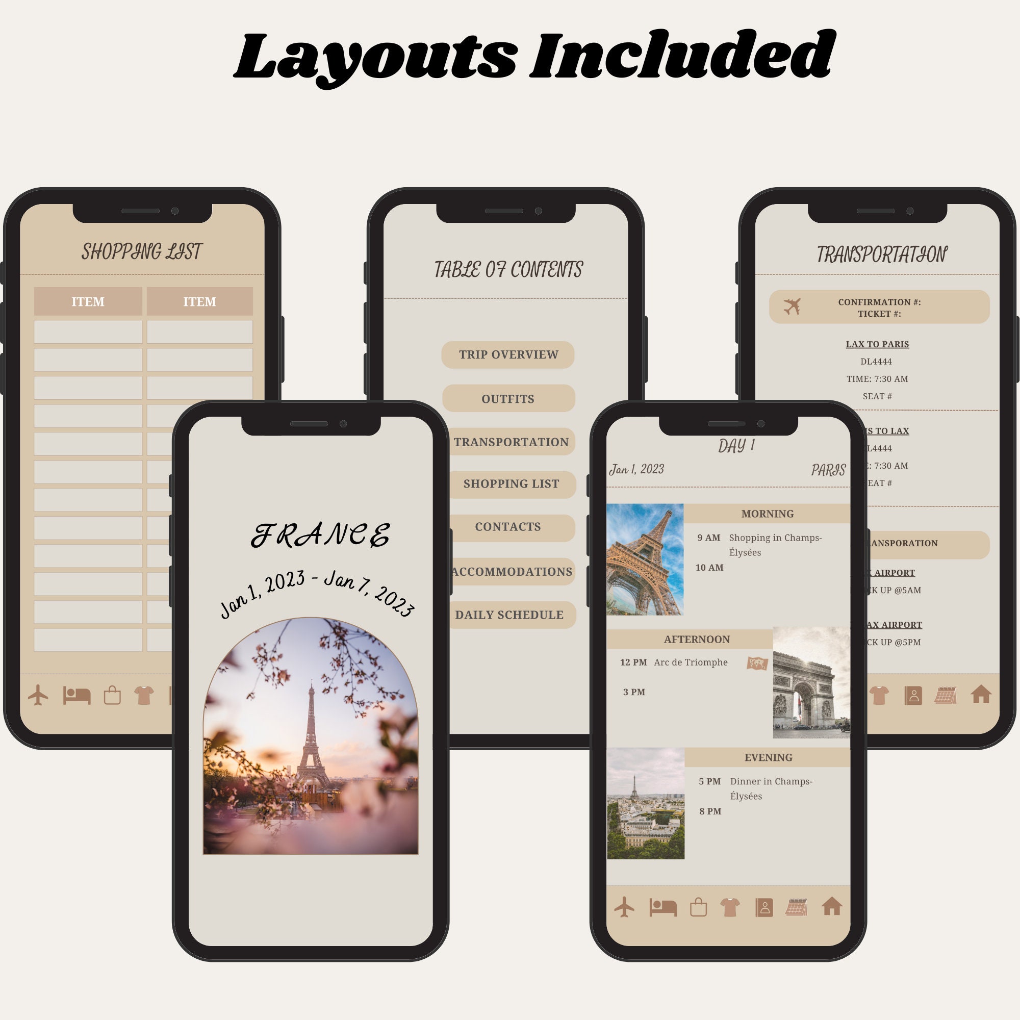 Mobile Itinerary Template Aesthetics Trip Planner Trip Invitation ...