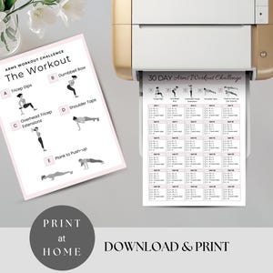 30 Day Arm Challenge Printable, Toned Arms Workout, Fitness Tracker ...