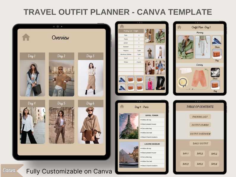 Digital Outfit Planner Wardrobe Organizer, Editable Canva Template ...