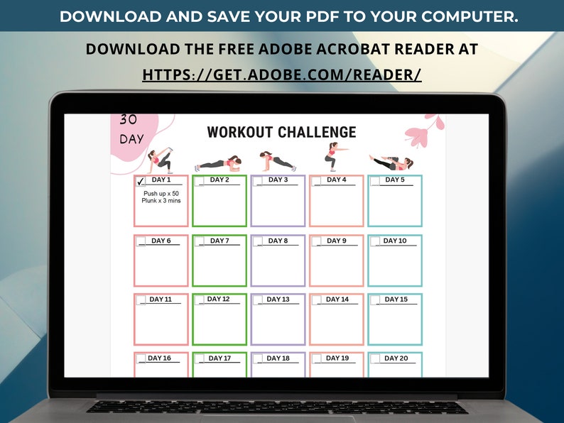 30 Day Workout Challenge Template, Editable PDF Exercise Planner, ABS ...