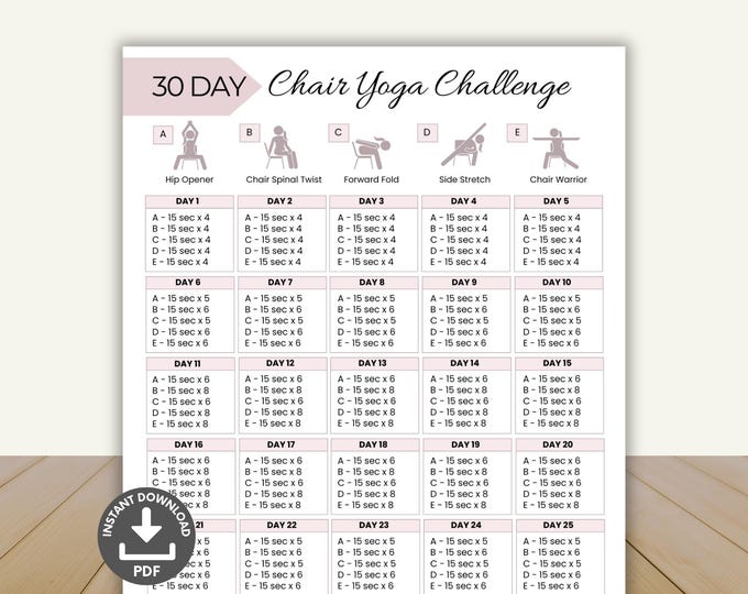 Editable 28 DAYS Chair Workout Seniors Challenge, Chair Workout Seniors ...