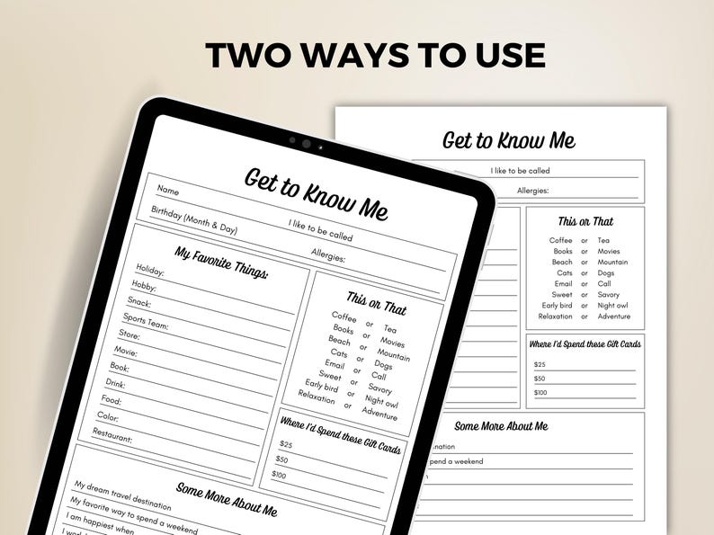 Team Building Get to Know Me Questionnaire Editable PDF, Staff Favorite ...