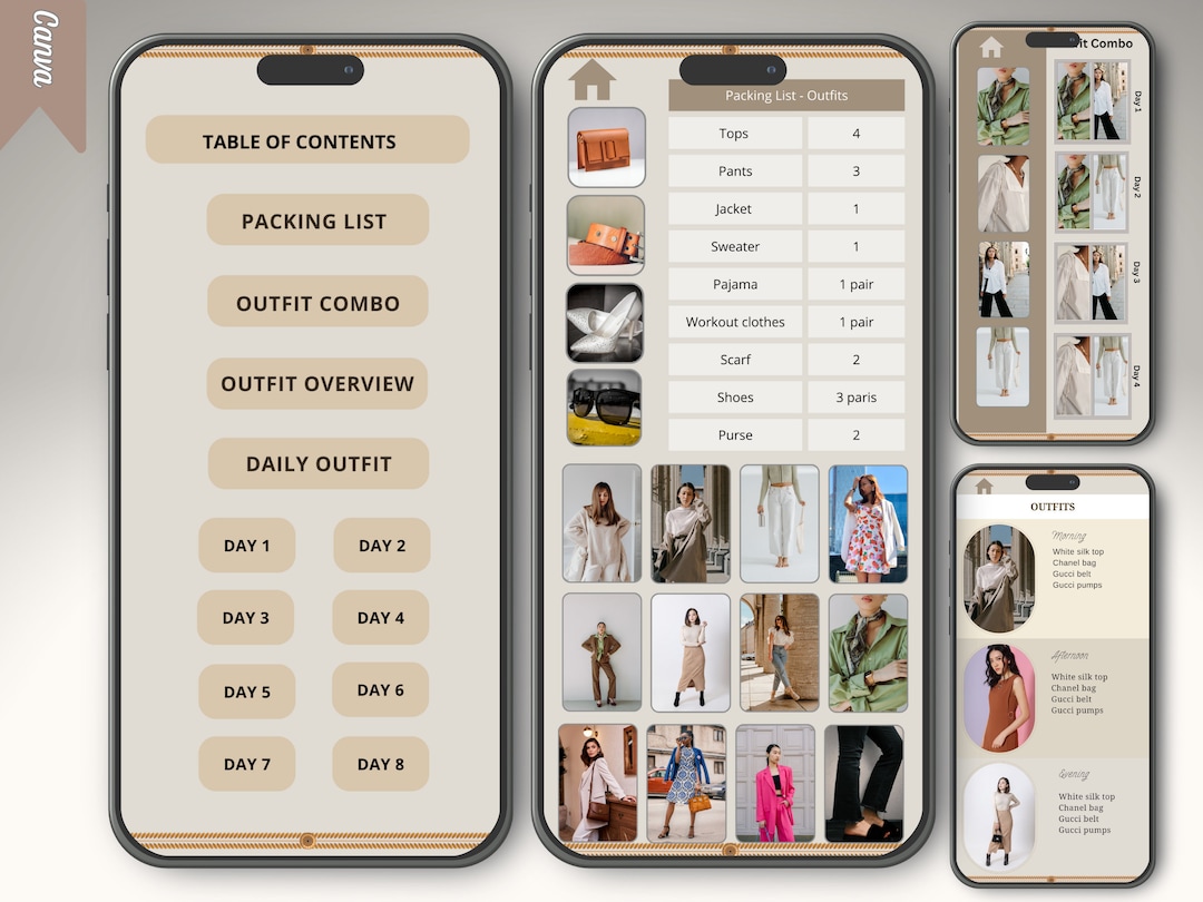 Digital Outfit Planner Wardrobe Organizer, Fully Editable Canva ...