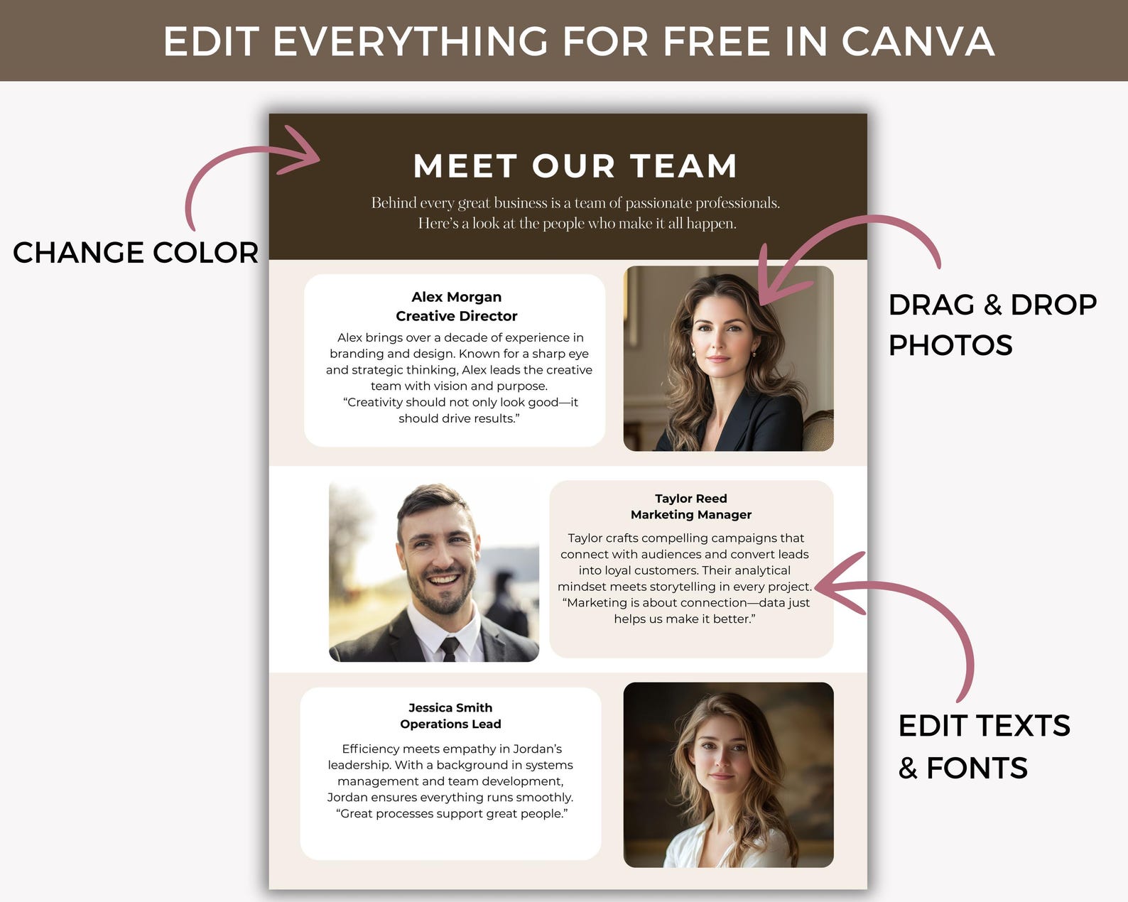Meet the Team Flyer Template, Editable Canva Template, Modern Team ...