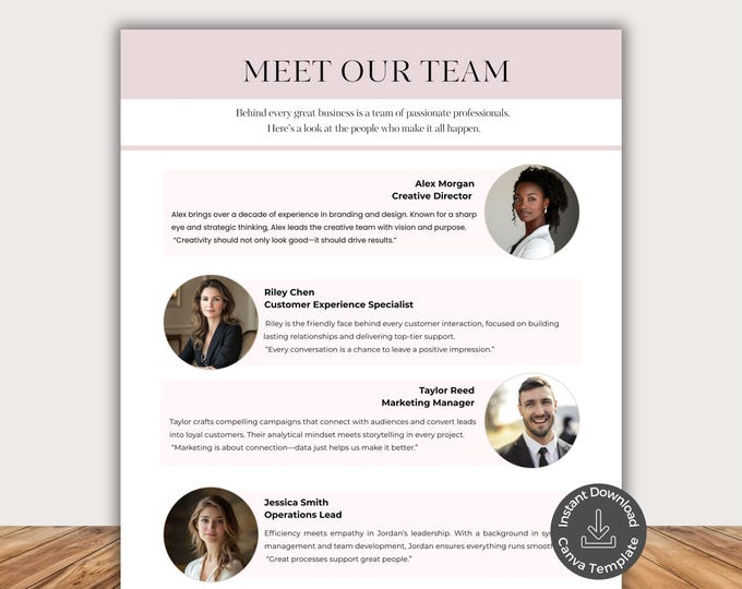 Modern Meet Our Team Flyer Template: Editable Canva Design (digital ...