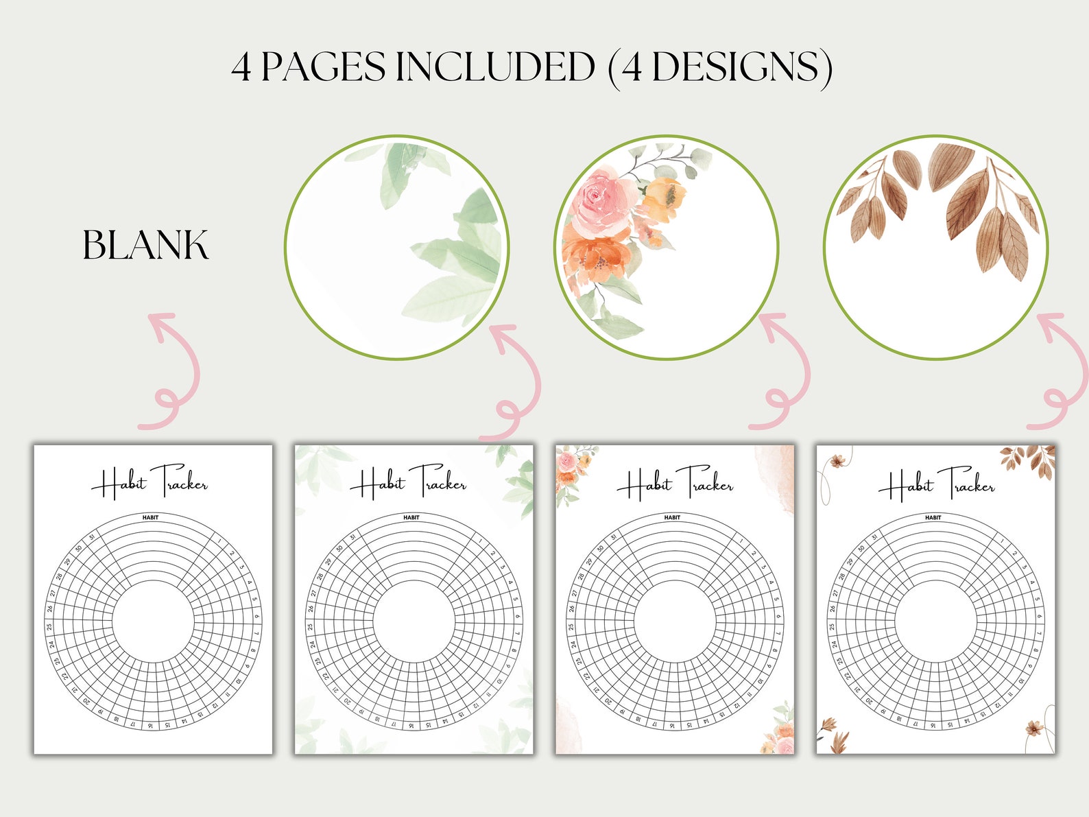 Daily Habit Tracker Printable, Circle Monthly Goal Tracker, Visual ...