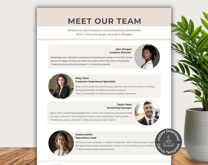 Modern Meet Our Team Flyer Template: Editable Canva Design (digital Download) - Etsy Canada