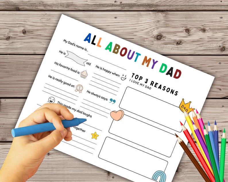 All About My Dad Worksheet Printable, Gifts for Dad, Preschool Activity ...
