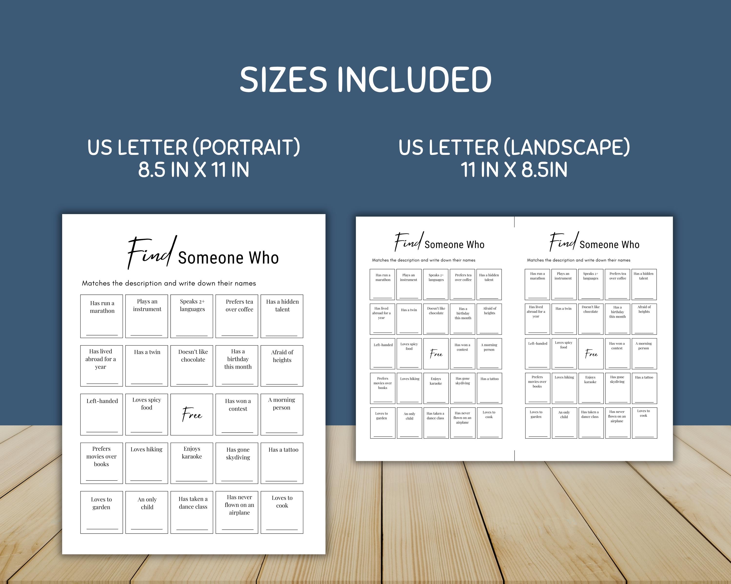 Find Someone Who Bingo Printable, Office Party Game, Team Building ...