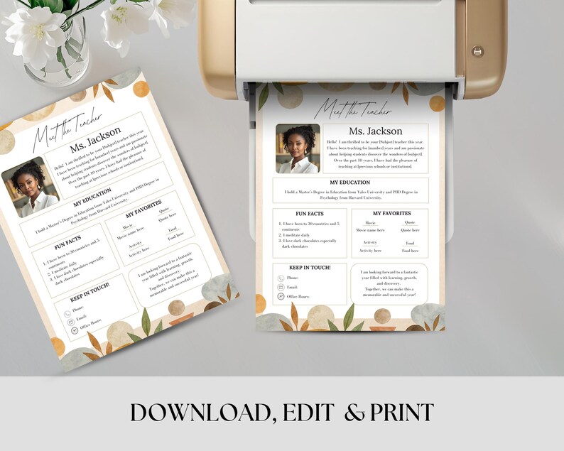 Meet the Teacher Boho Canva Template, Teacher Introduction Resource ...