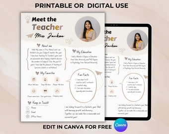 Editable Meet the Teacher Template, Customizable Canva Resource Letter ...