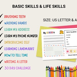 Life Skills for Kids Worksheets Printable Bundle, Phone Number ...