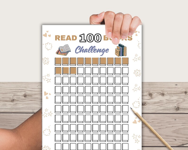100 Book Challenge Printable, Book Tracker, Reading Challenge, Book ...