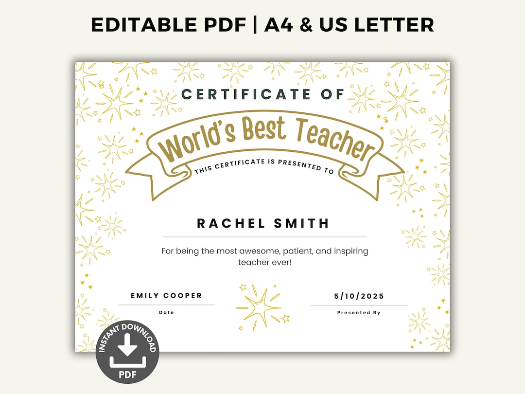 Worlds Best Teacher Award From Student, Teacher Appreciation Week, End ...
