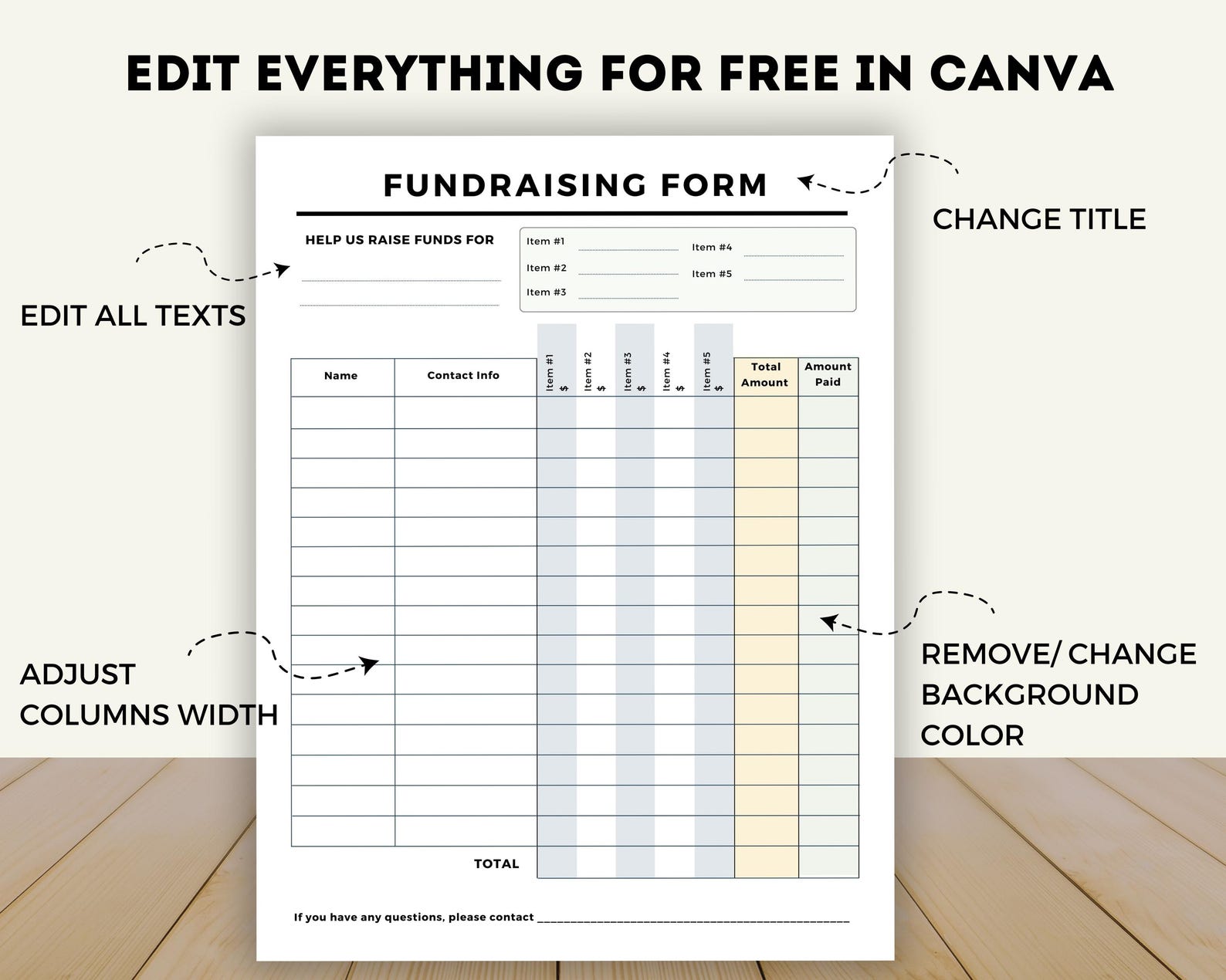 Fundraiser Order Form Canva Template, Editable Fundraising Form ...